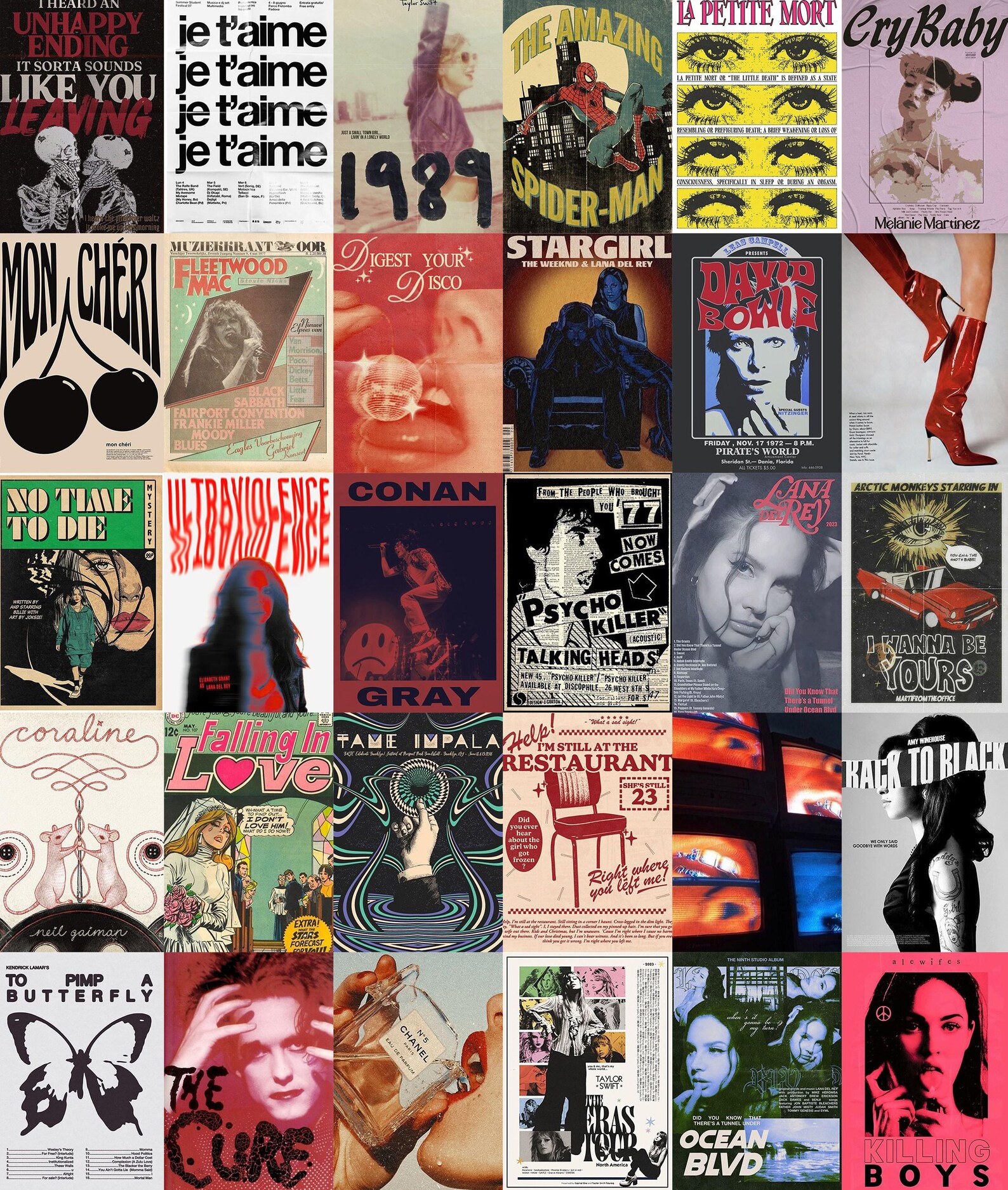 105 PCS | Vintage Aesthetic Poster Collage | Retro Wall Collage Kit ...