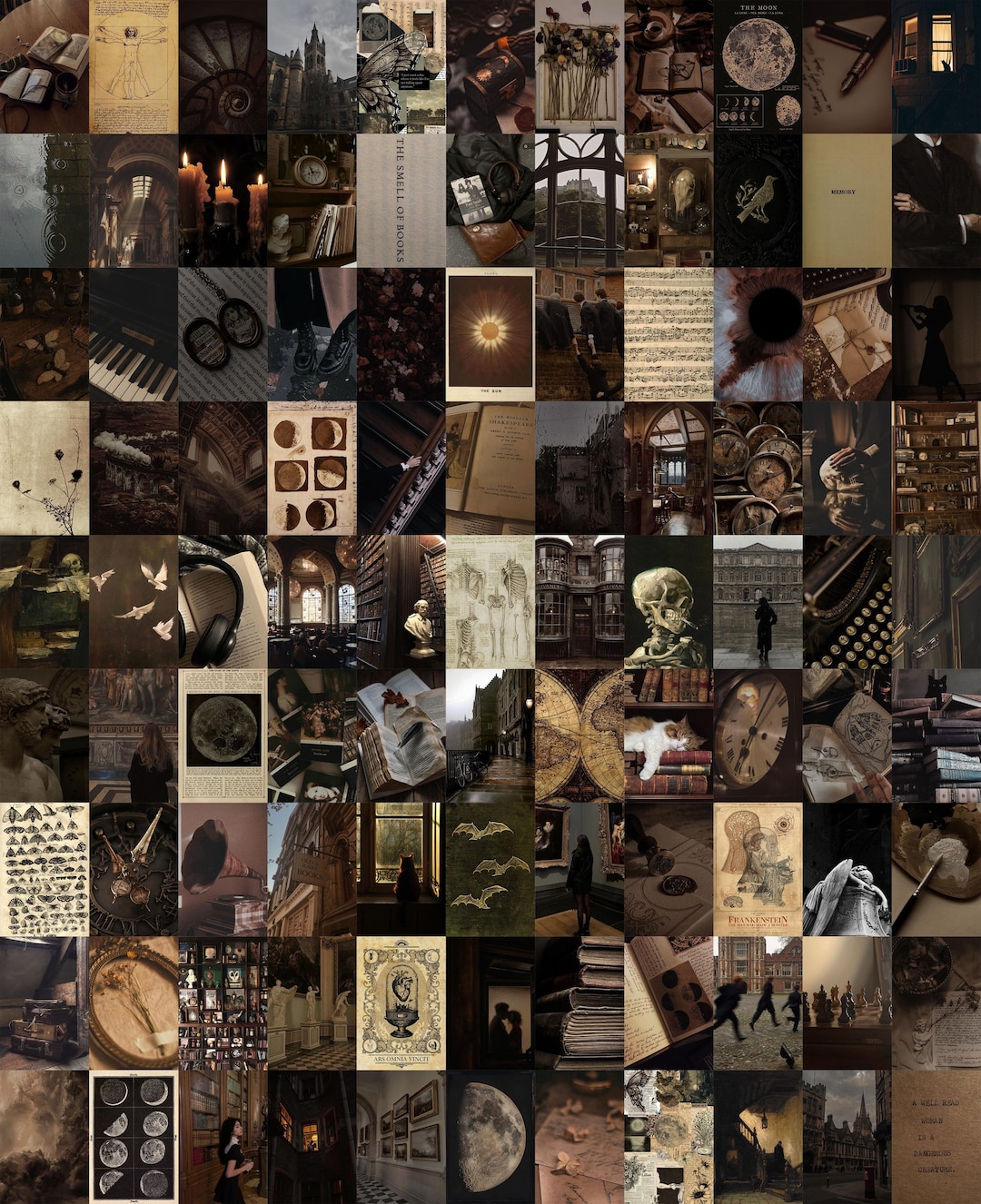 100 PCS | Dark Academia Photo Collage Kit | Brown Aesthetic Wall Art ...
