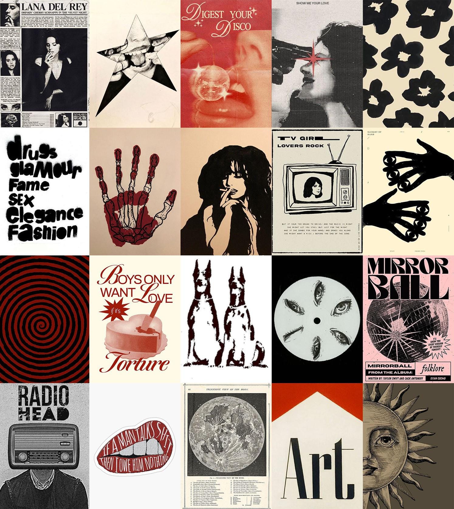 100 PCS | Grunge Aesthetic Wall Collage Kit | Grunge Wall Poster ...