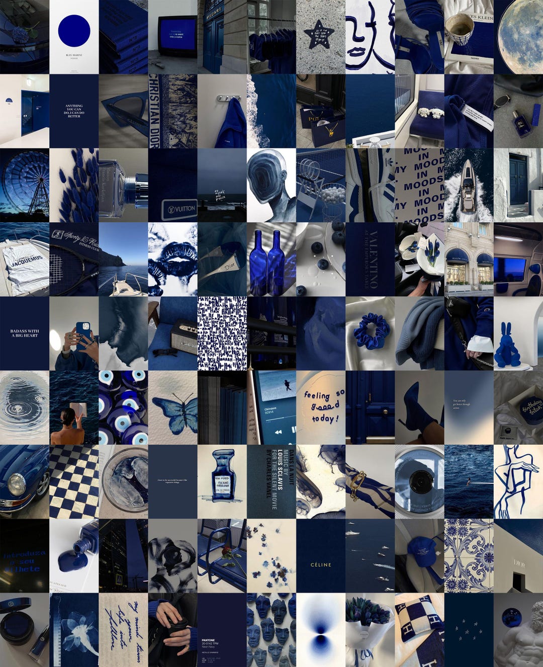 100 PCS | Navy Aesthetic Wall Collage Kit | Dark Blue Photo Collage Kit ...