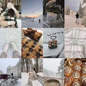 80 PCS | Cozy Winter Aesthetic Photo Collage | Snowy Wall Art Kit ...
