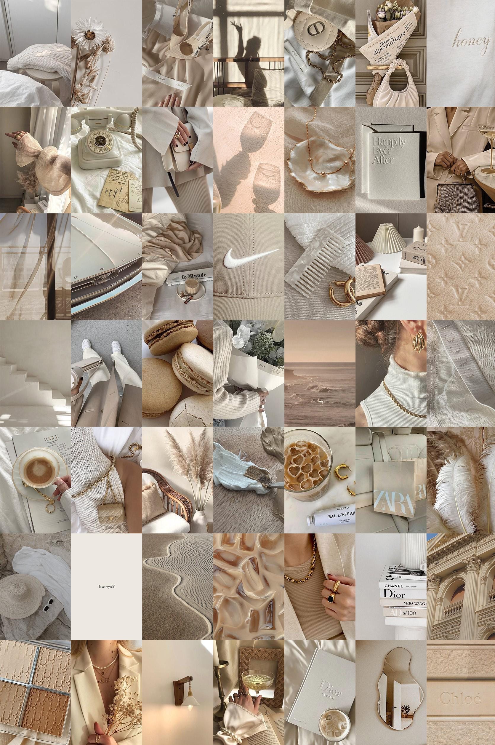 200 PCS | Neutral Aesthetic Photo Collage | Beige Wall Collage Kit ...