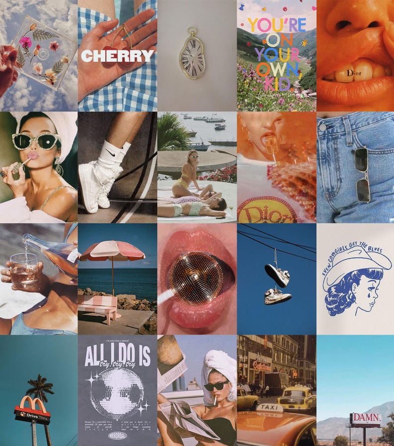 80 PCS | Retro Aesthetic Poster Collage | Retro Wall Collage Prints ...