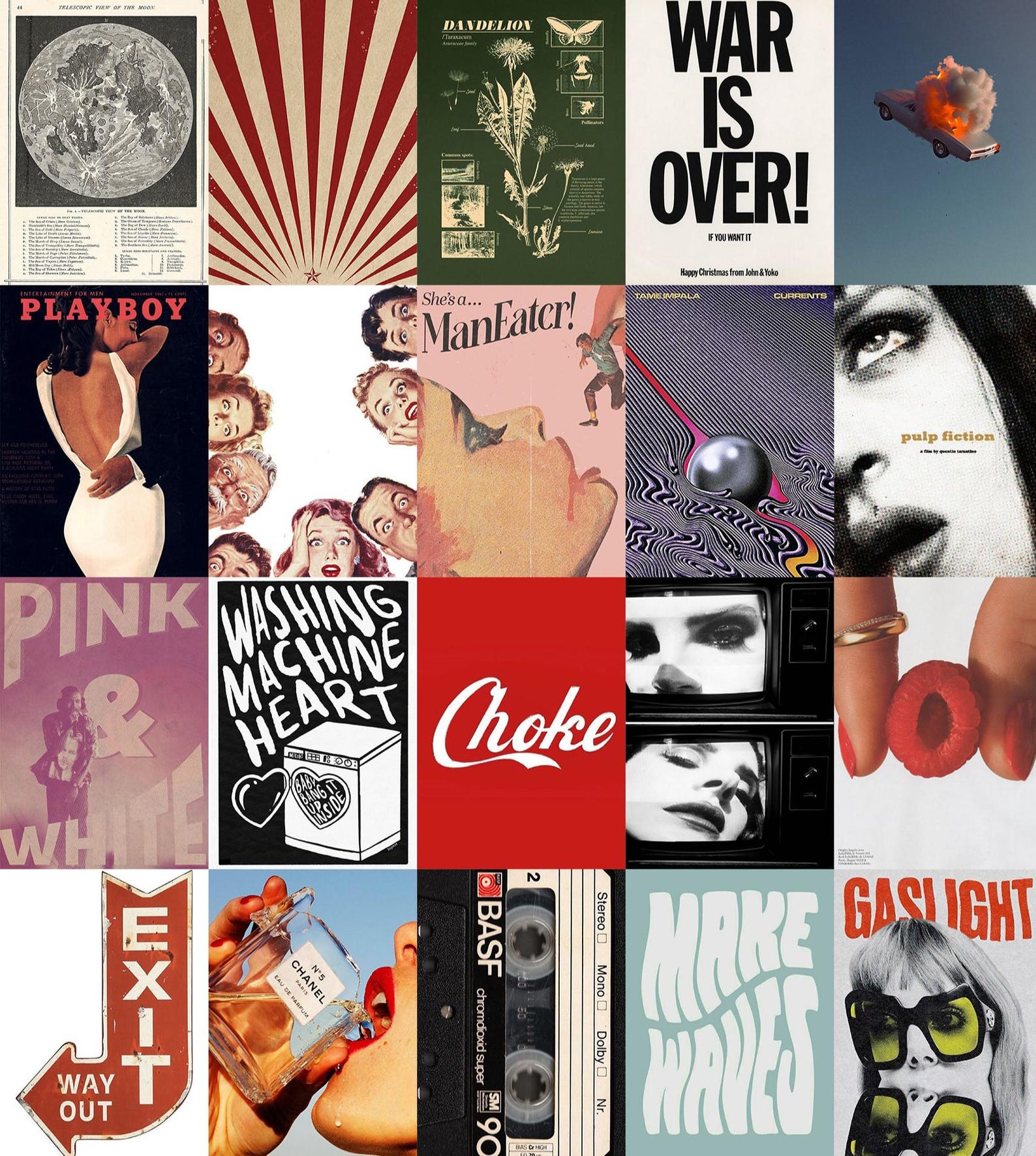 Vintage Aesthetic Poster Collage Kit | Retro Grunge Prints (digital ...