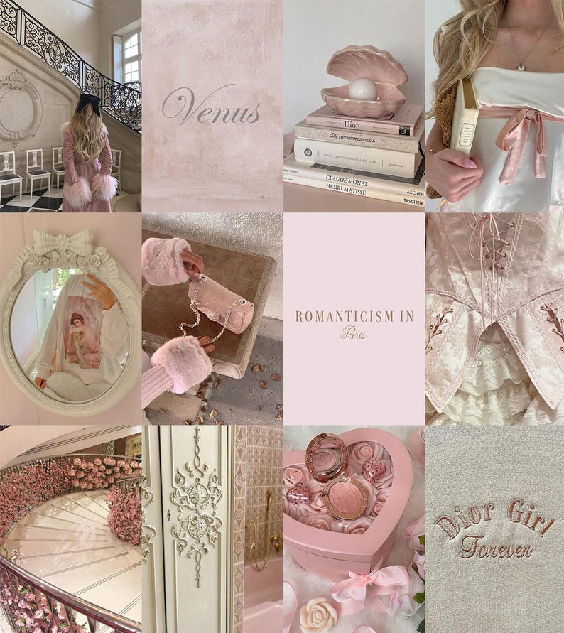 100 PCS Pink Parisian Wall Photo Collage Parisian Aesthetic Wall ...