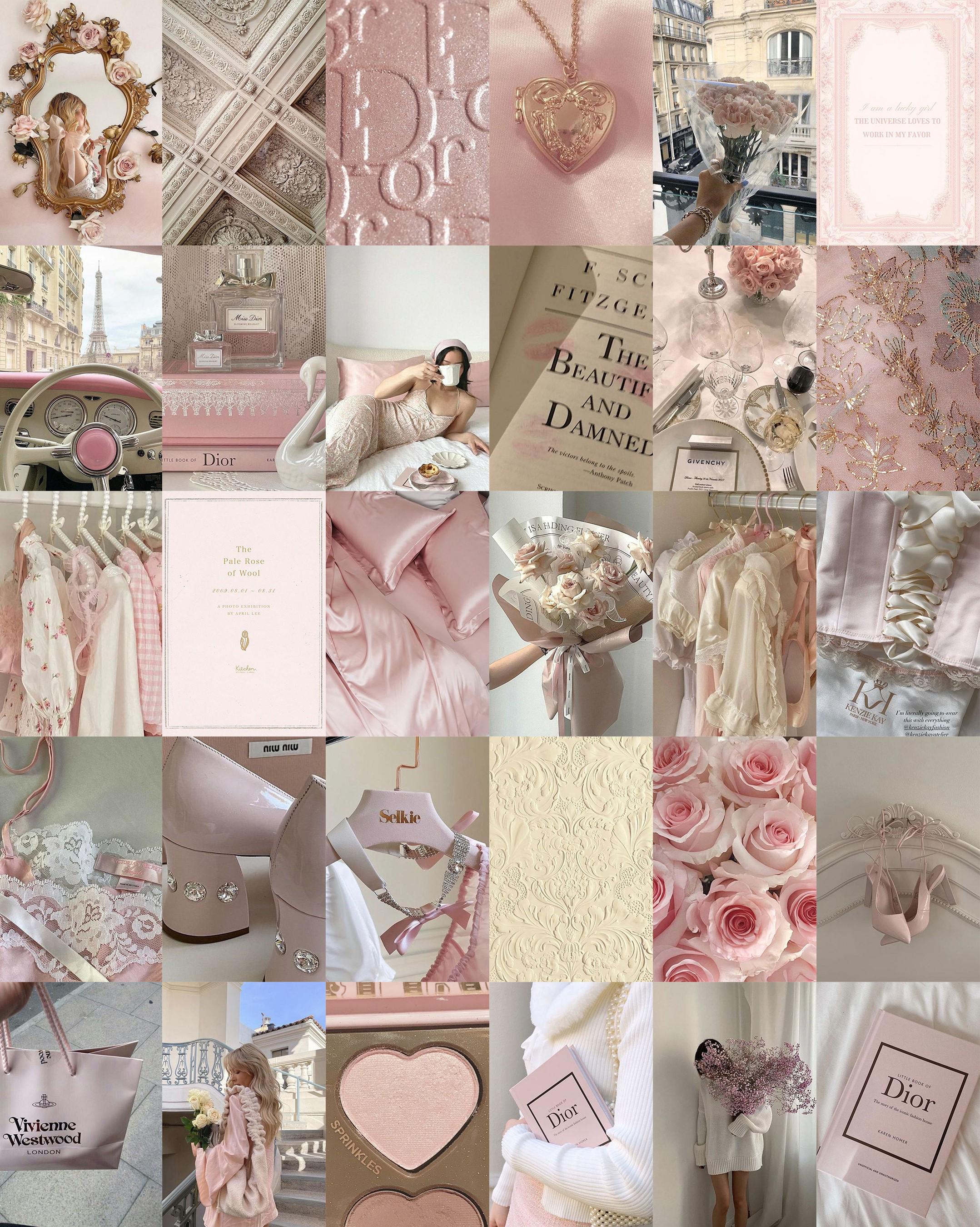 100 PCS Pink Parisian Wall Photo Collage Parisian Aesthetic Wall ...