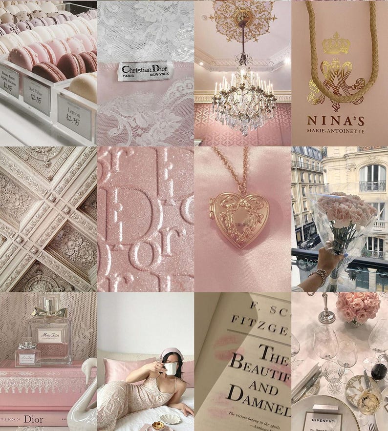 100 PCS Pink Parisian Wall Photo Collage Parisian Aesthetic Wall ...