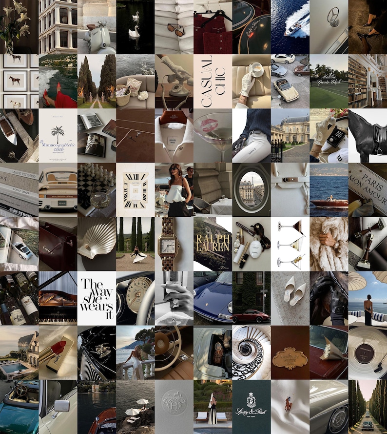 80 PCS | Old Money Aesthetic Photo Collage Kit | Rich Aesthetic Photo ...