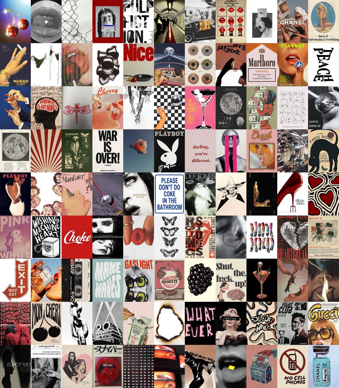 Vintage Aesthetic Poster Collage Kit | Retro Grunge Prints (digital ...