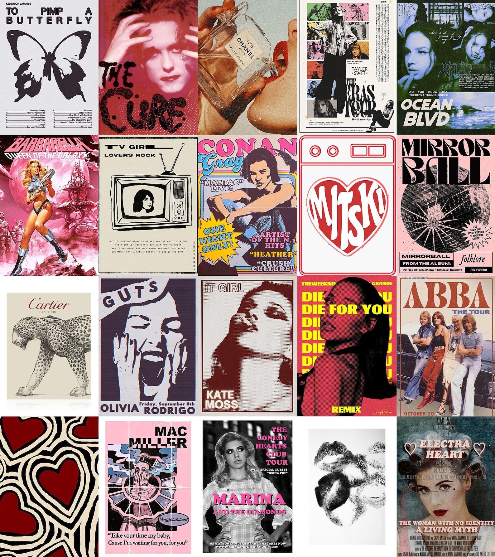 105 PCS Vintage Aesthetic Poster Collage Retro Wall Collage Kit Vintage ...