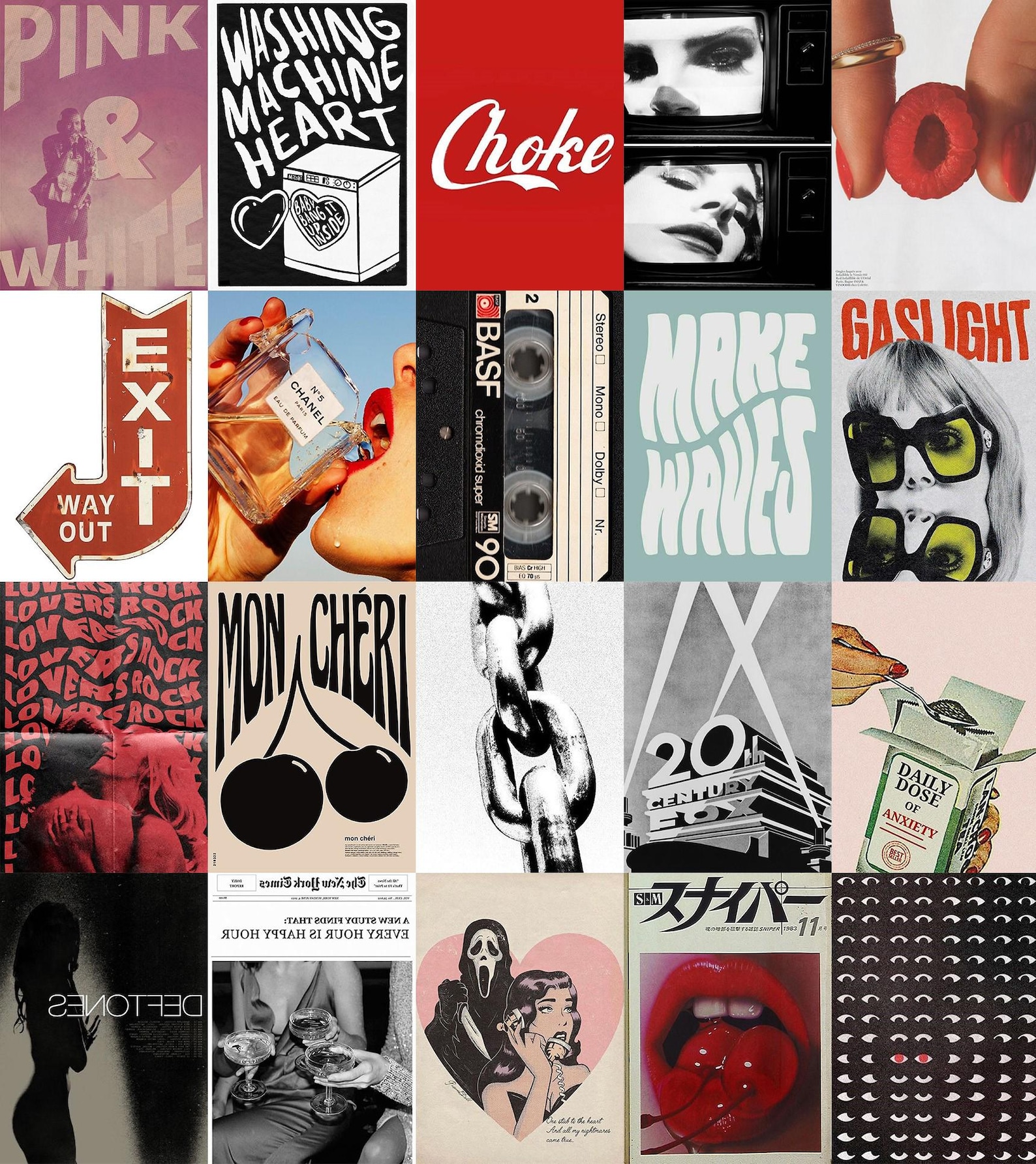 Vintage Aesthetic Poster Collage Kit | Retro Grunge Prints (digital ...