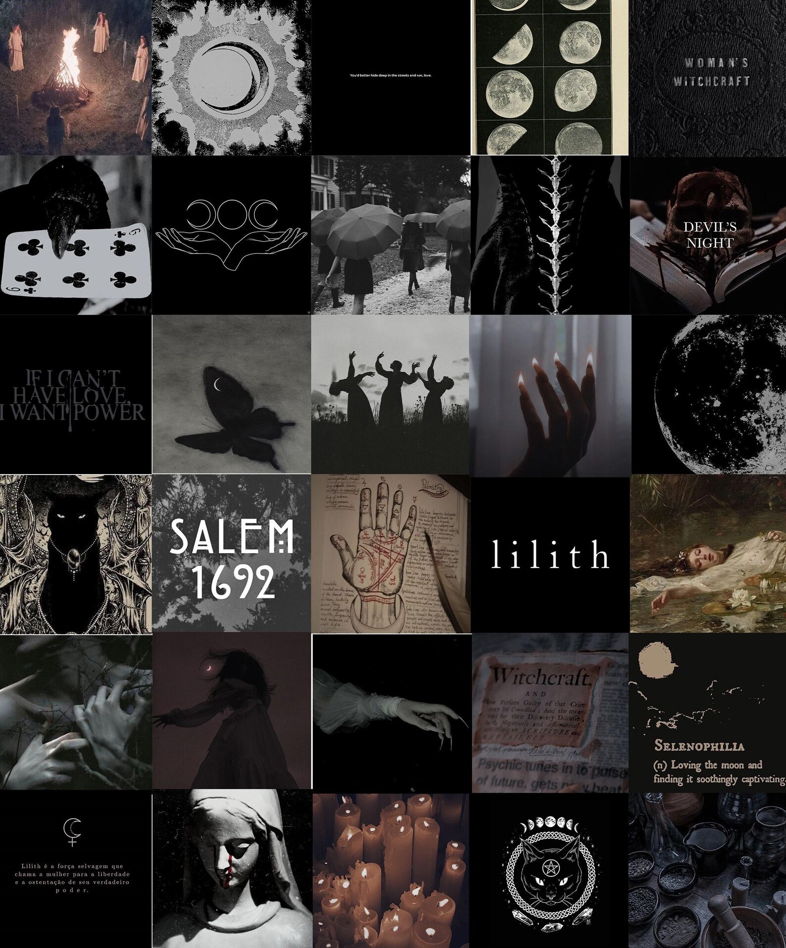 100 PCS | Witch Aesthetic Wall Photo Collage | Dark Witchy Photo ...