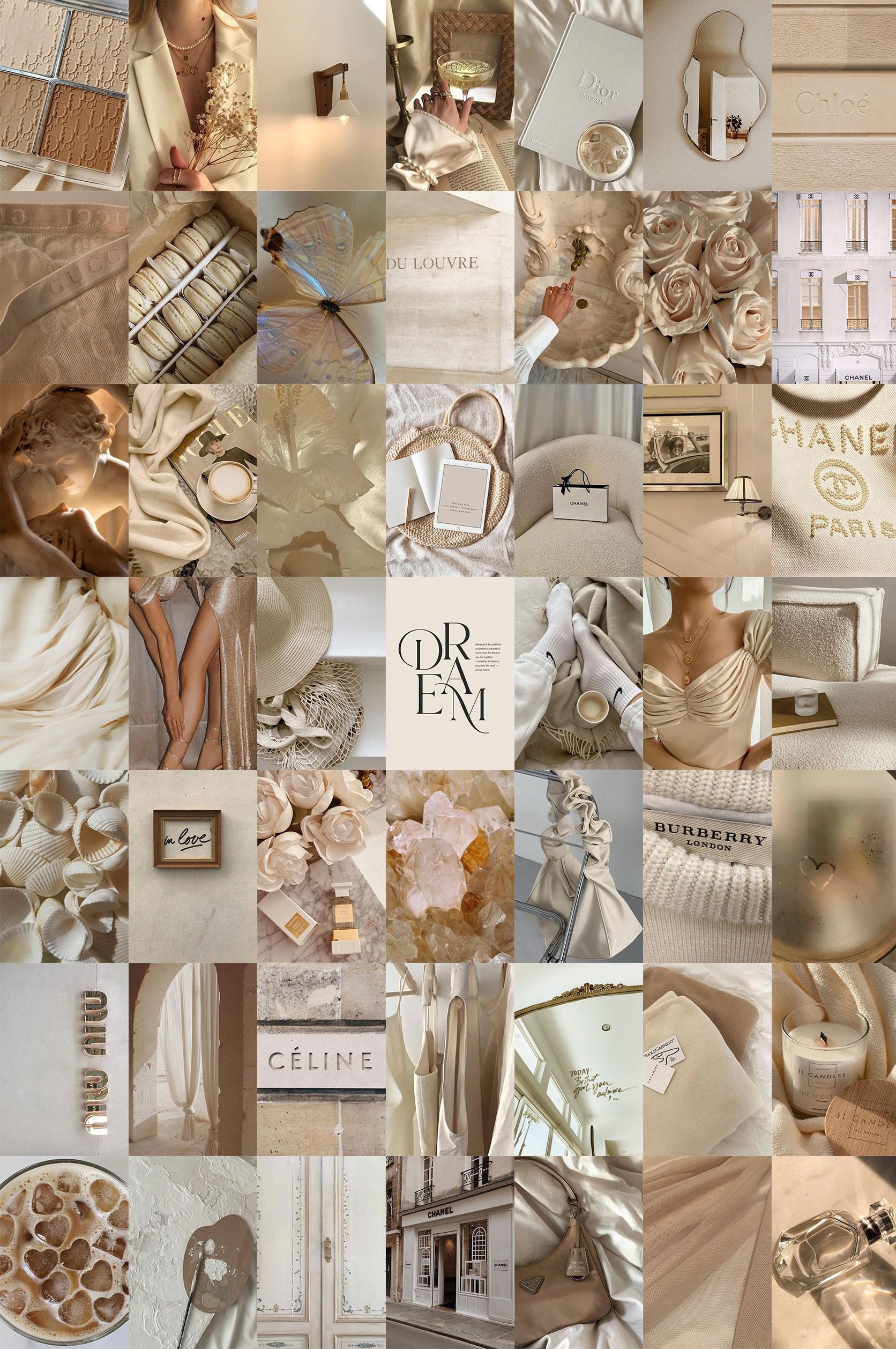 200 PCS | Neutral Aesthetic Photo Collage | Beige Wall Collage Kit ...