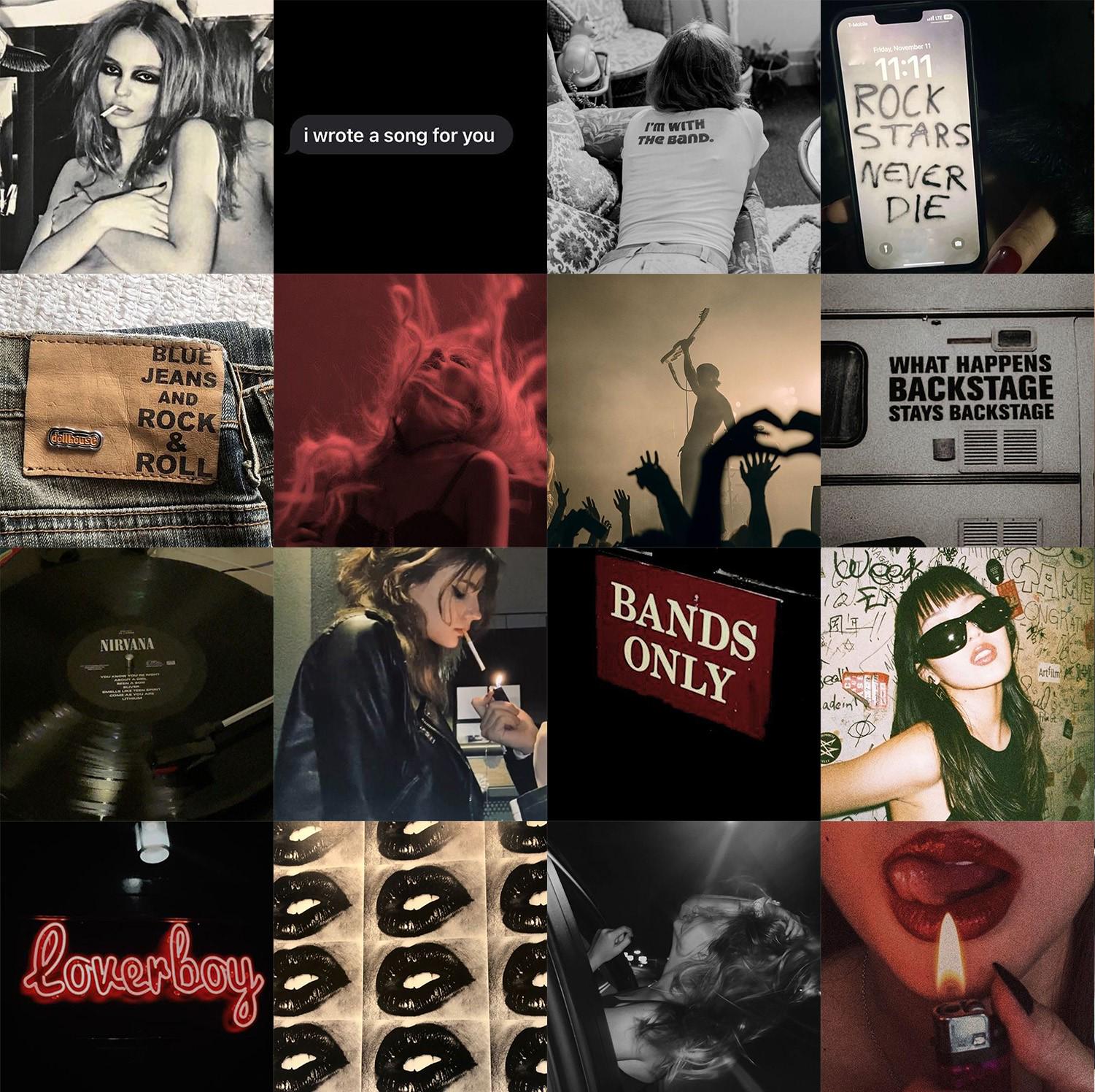 100 PCS | Rockstar Girlfriend Aesthetic Wall Collage | Dark Grunge ...