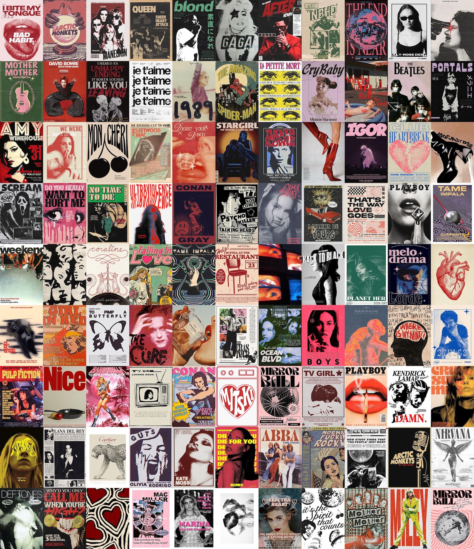 105 PCS | Vintage Aesthetic Poster Collage | Retro Wall Collage Kit ...