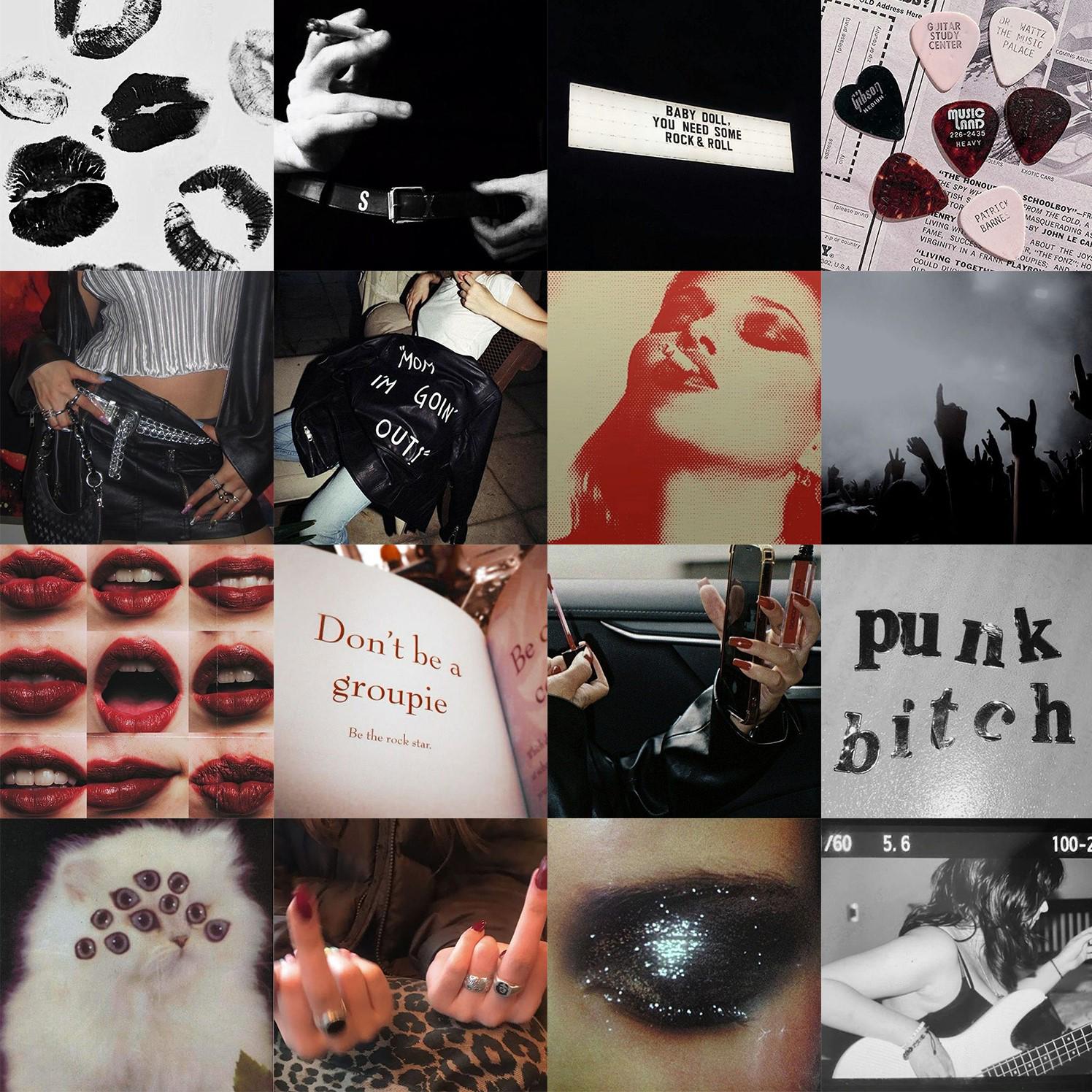 100 PCS | Rockstar Girlfriend Aesthetic Wall Collage | Dark Grunge ...