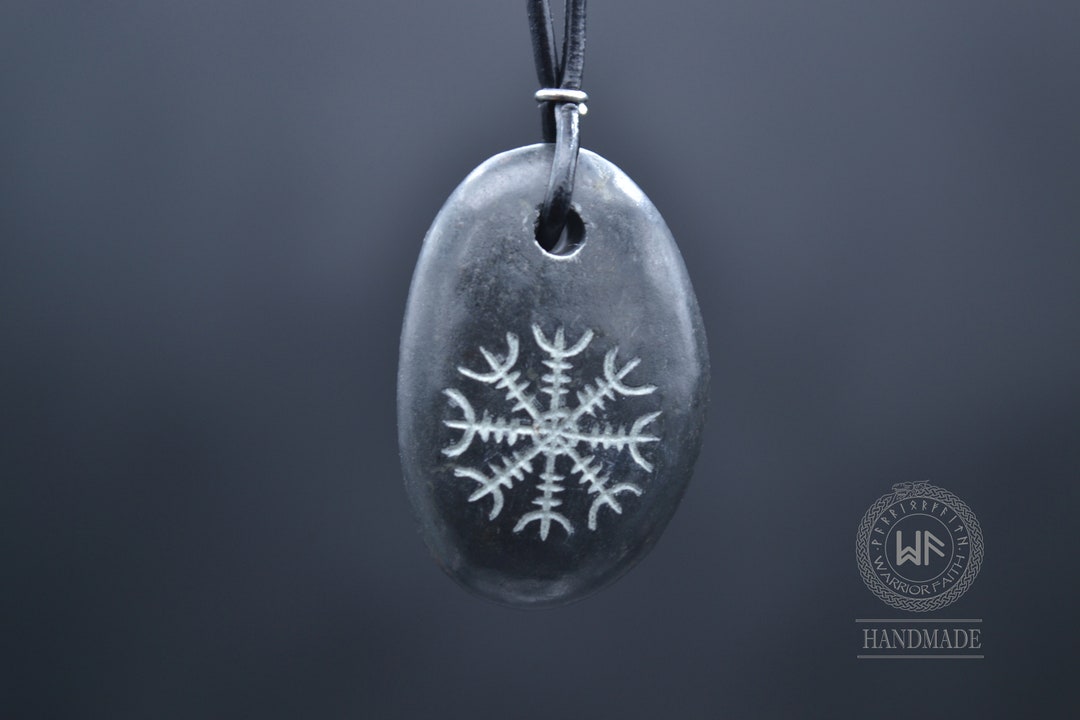 Hand Engraved Stone invincibility Viking Rune Necklace, Viking Jewelry ...