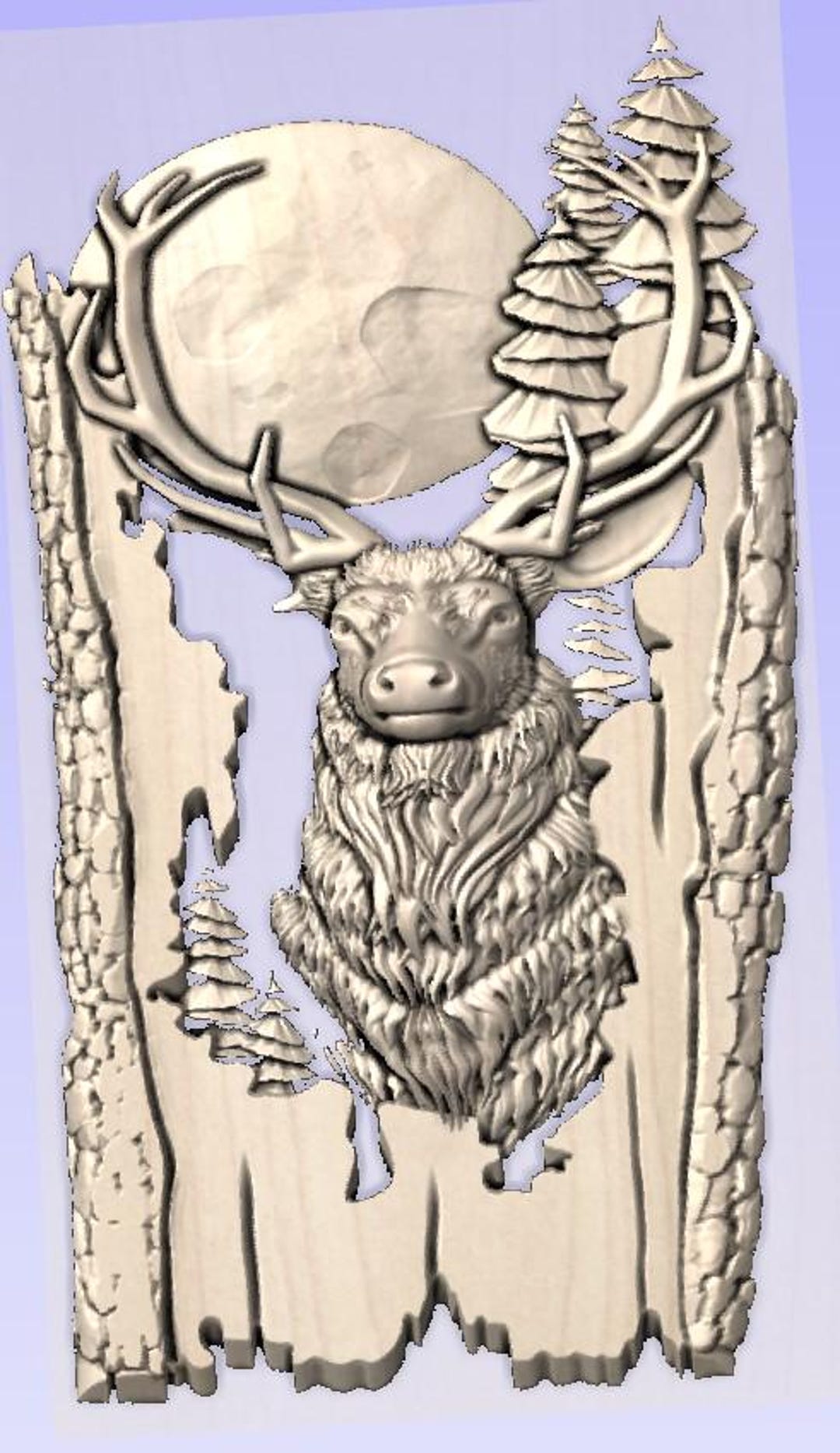 Elk and Moon STL File for CNC Routers and 3D Printers - Etsy
