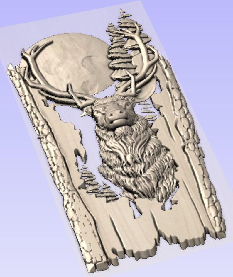 Elk and Moon STL File for CNC Routers and 3D Printers - Etsy