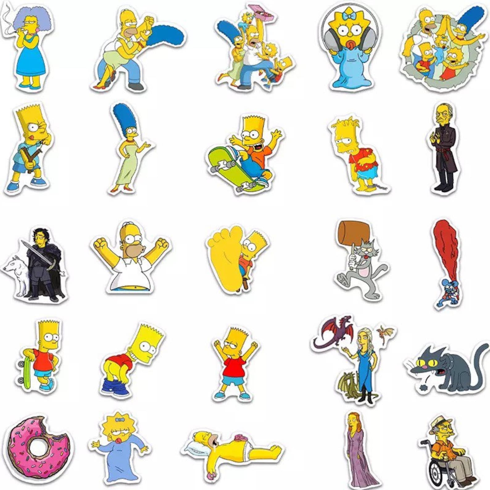 50 piezas Los Simpsons pegatinas impermeable protección de | Etsy