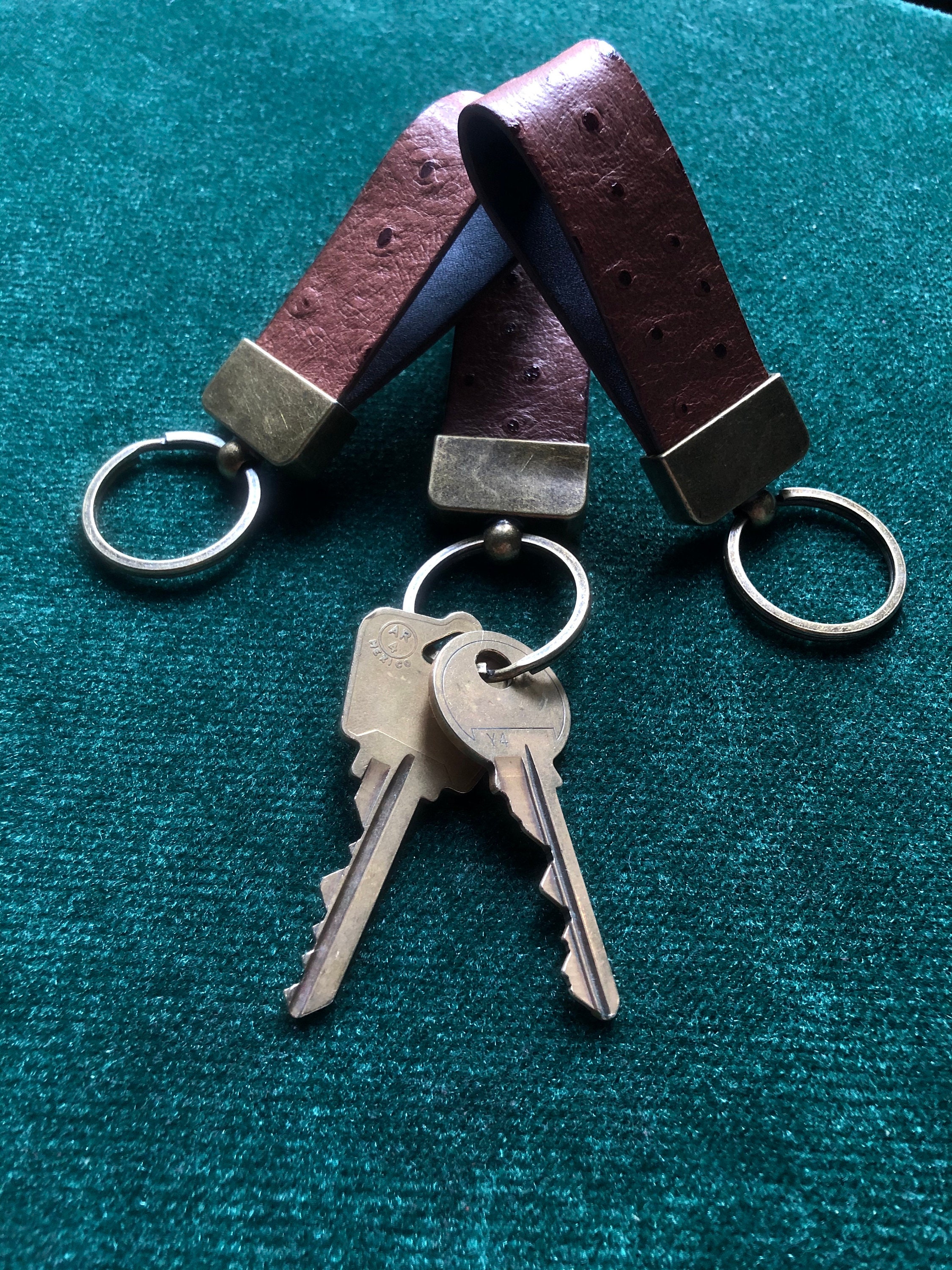 Handmade OSTRICH LEATHER Keyfob Keychain W/ Brass Hardware - Etsy