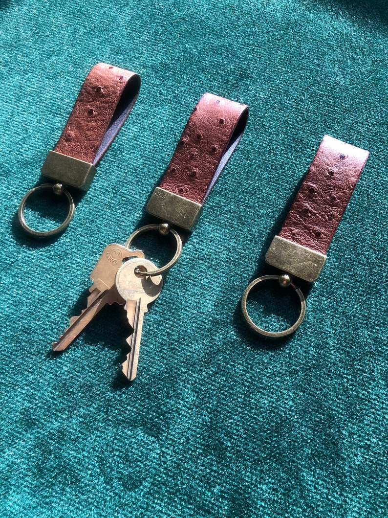 Handmade OSTRICH LEATHER Keyfob Keychain W/ Brass Hardware - Etsy