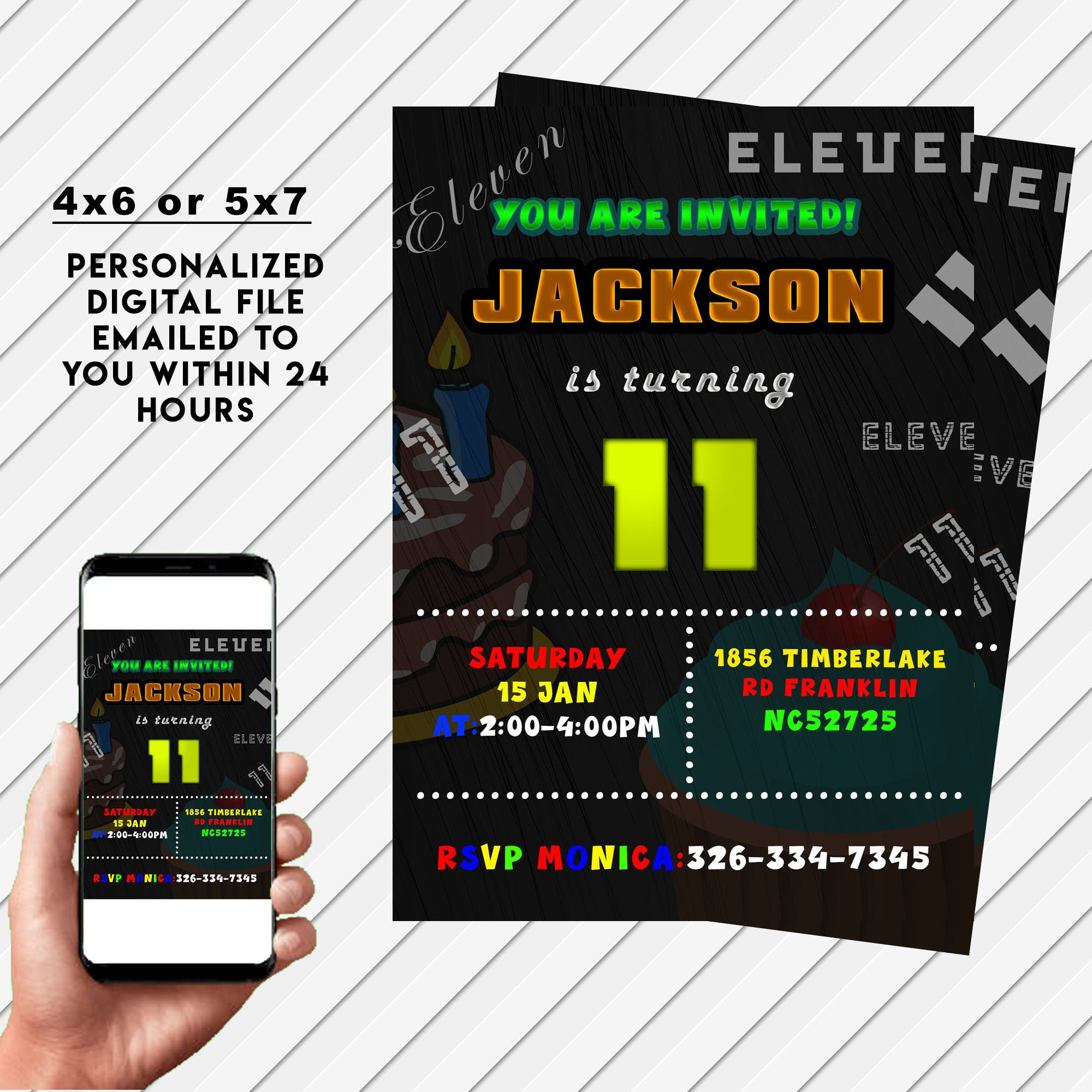 Boys Birthday Party Invitation, Personalized, Digital, All Ages. 1 JPEG ...