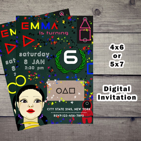 Squid Game Birthday Party Invitation Personalized Digital | Etsy