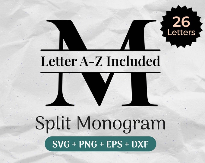 SVG 26 Split Monogram Letters Bundle Script Font Cricut Silhouette ...
