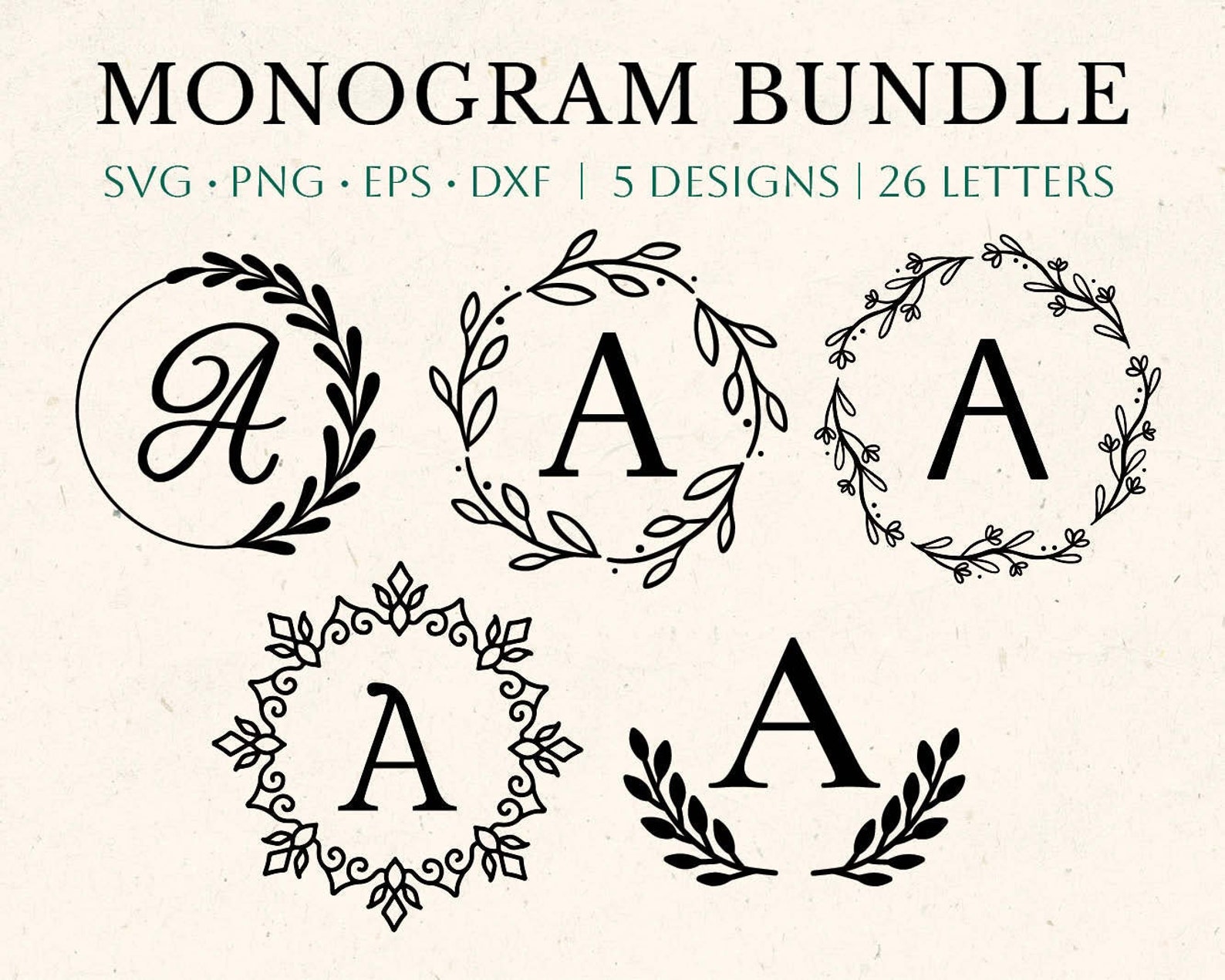 Monogram SVG Bundle Last Name Svg Initial Monogram Svg - Etsy