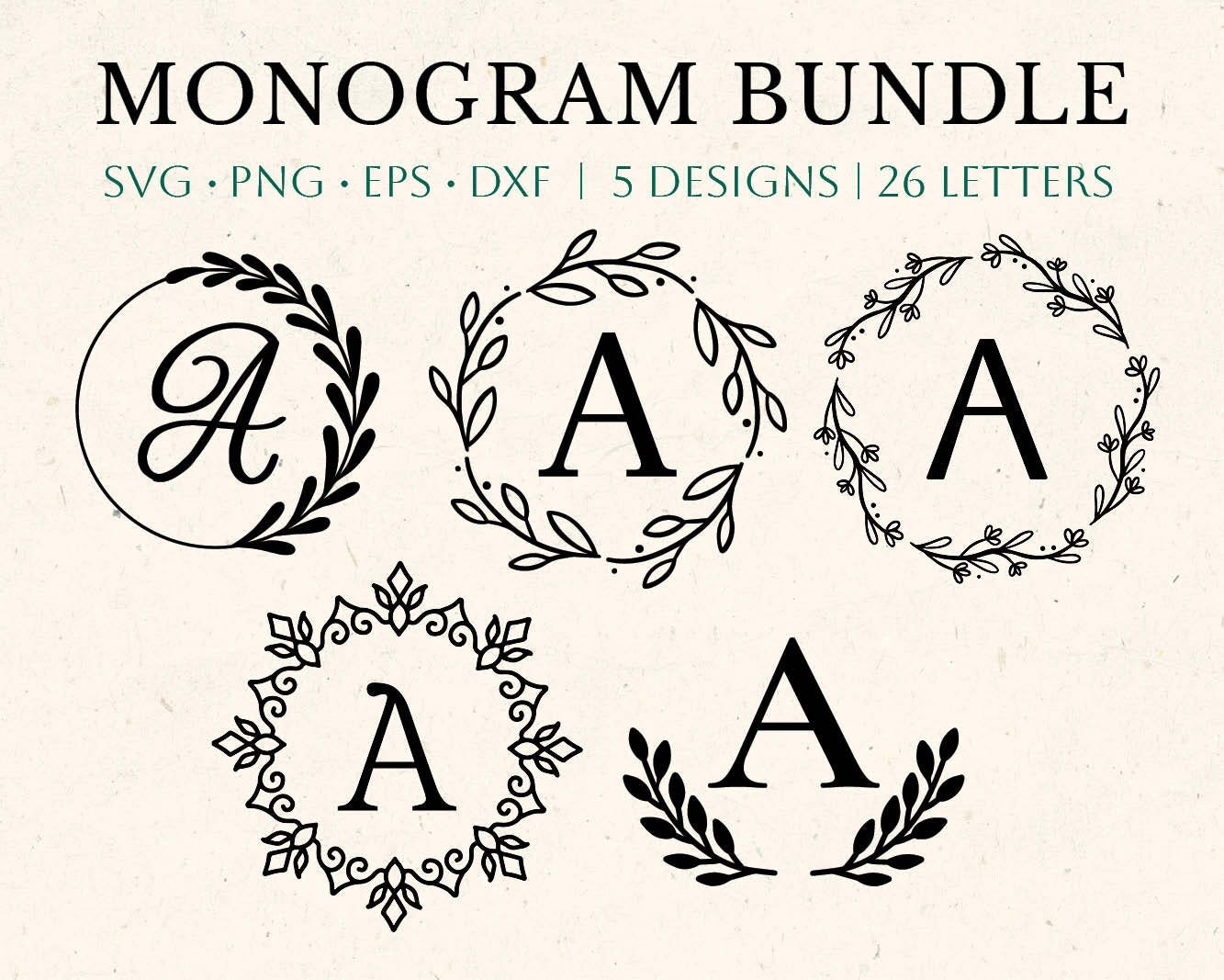 Monogram SVG Bundle Last Name Svg Initial Monogram Svg - Etsy