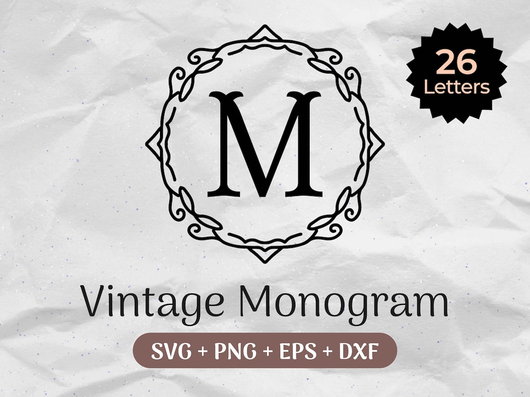 Vintage Monogram SVG, Letters Monogram Svg, Initial Alphabet Clipart ...
