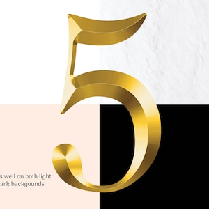 3D GOLD NUMBERS PNG, Vintage Gold Letters, Metallic Font Numbers ...