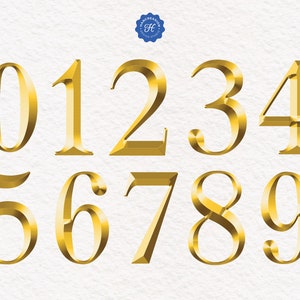 3D GOLD NUMBERS PNG, Vintage Gold Letters, Metallic Font Numbers ...