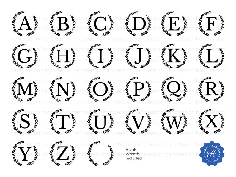 Wreath Letters SVG Bundle, Wreath Monogram Svg, Initial Monogram Svg ...