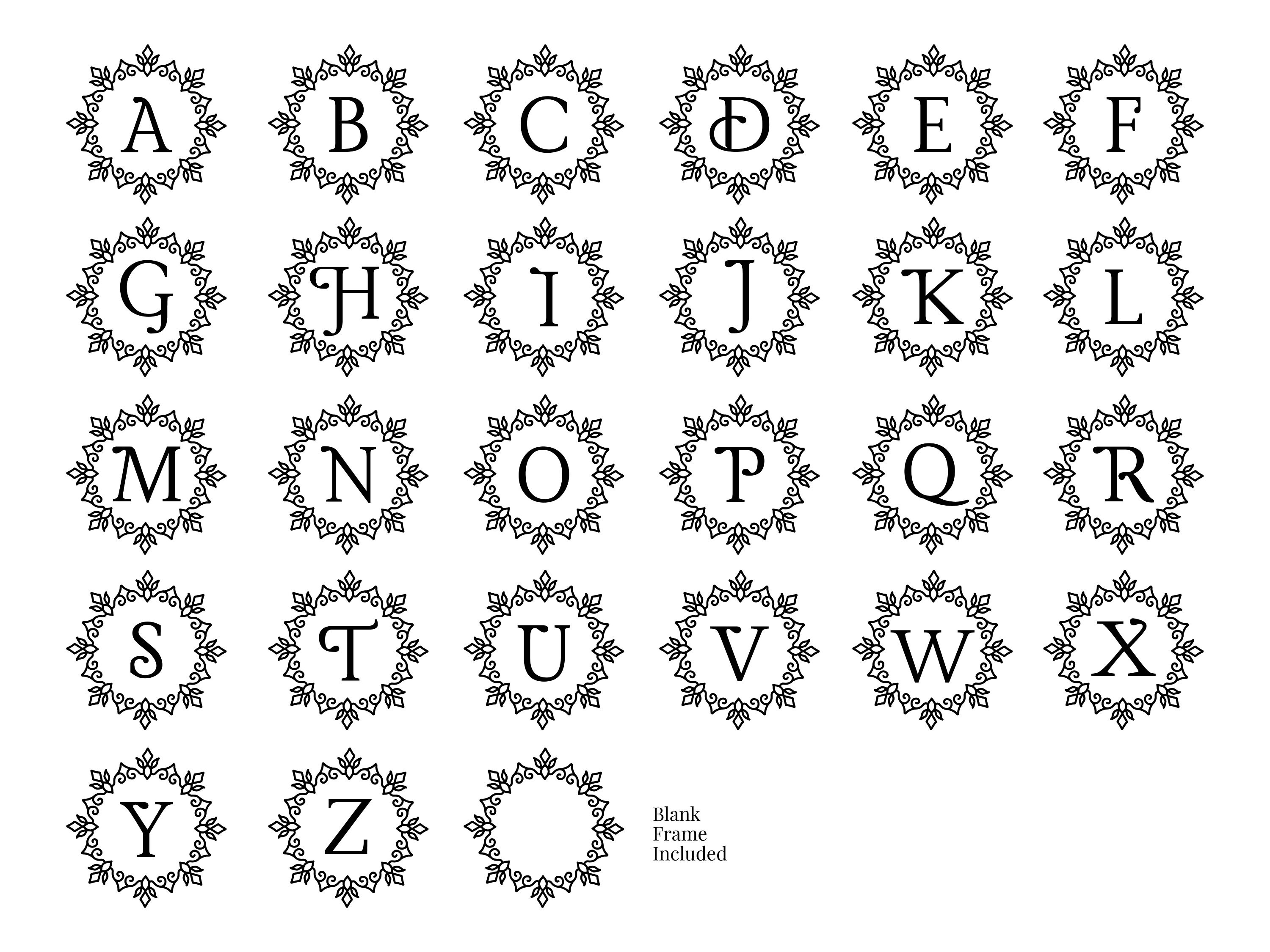 Monogram SVG Bundle, Last Name Svg, Initial Monogram Svg, Flourish ...