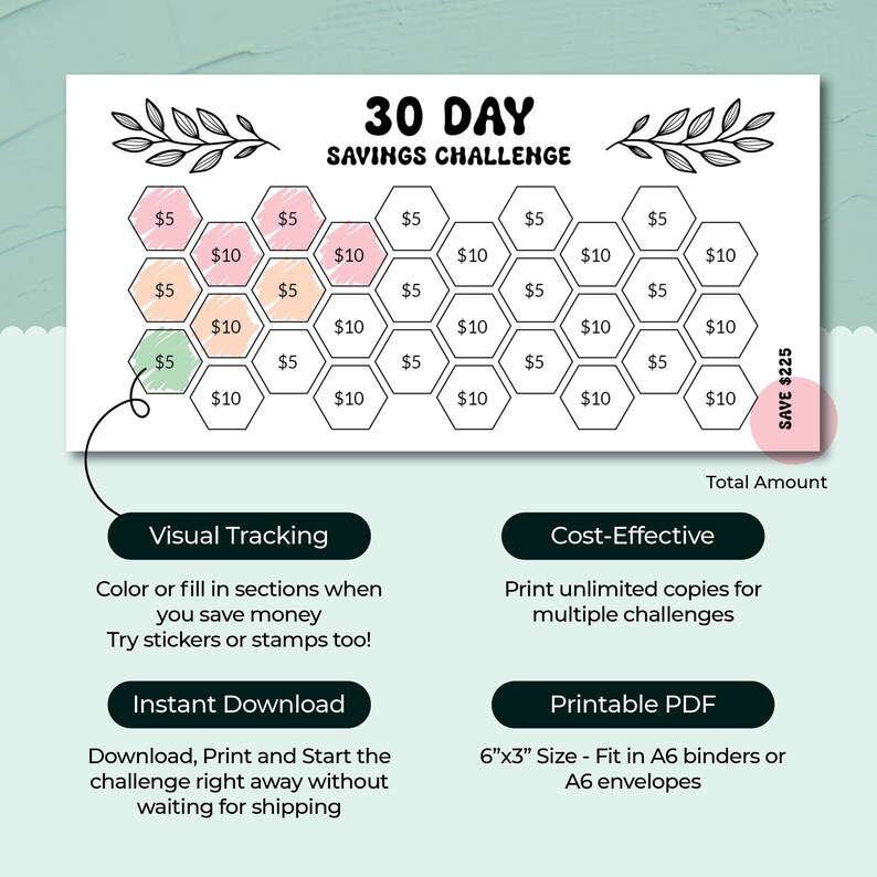 Savings Challenge Printable Bundle, Money Saving Challenge, A6 Mini ...