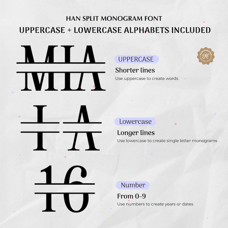 Han Split Monogram Font, Procreate Font, Cricut Font, Divided Number ...