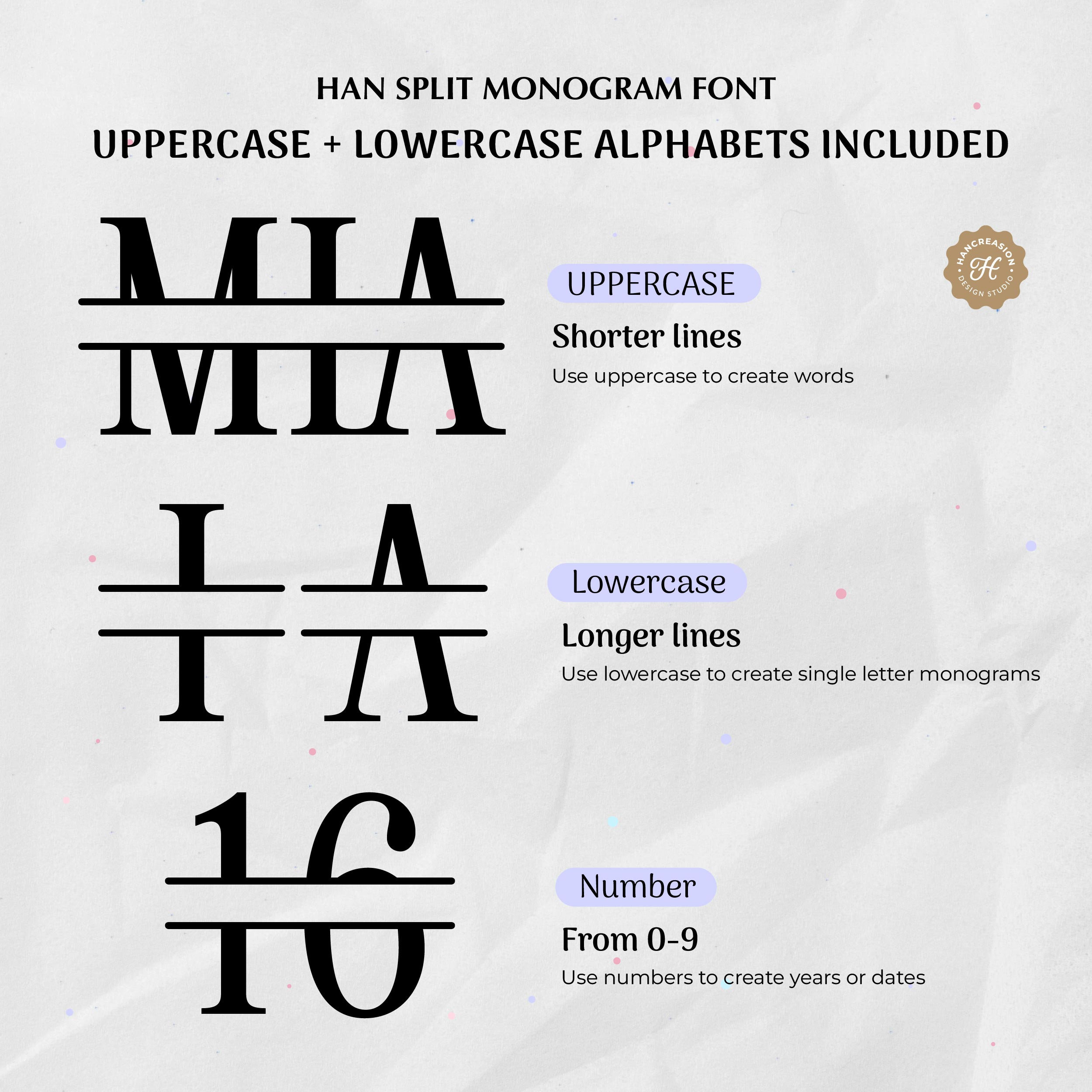 Han Split Monogram Font, Procreate Font, Cricut Font, Divided Number ...