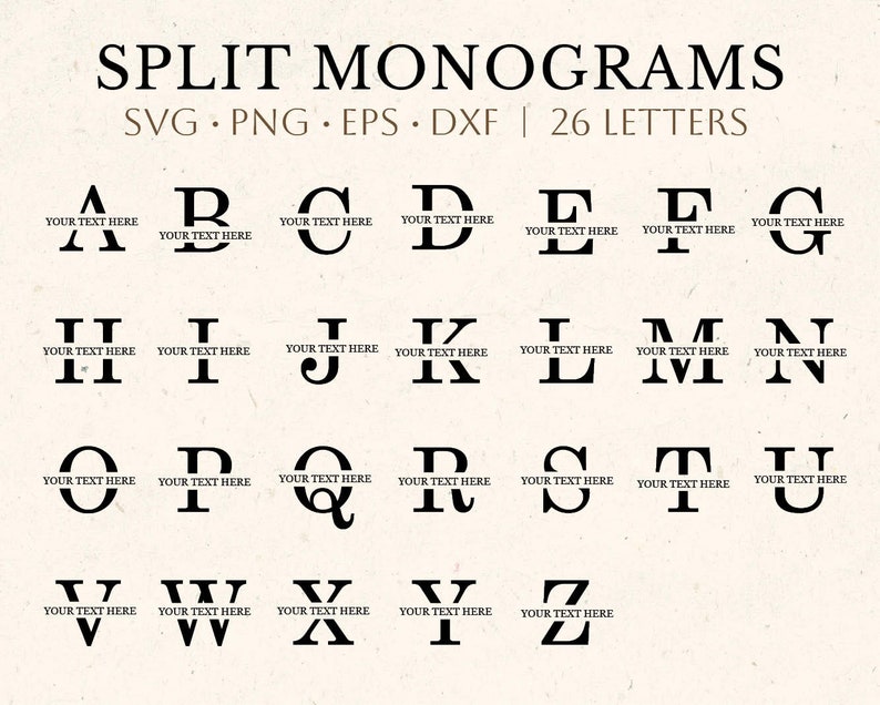Split Monogram SVG Bundle, Spilt Letter Svg, Alphabet Clipart, Last ...