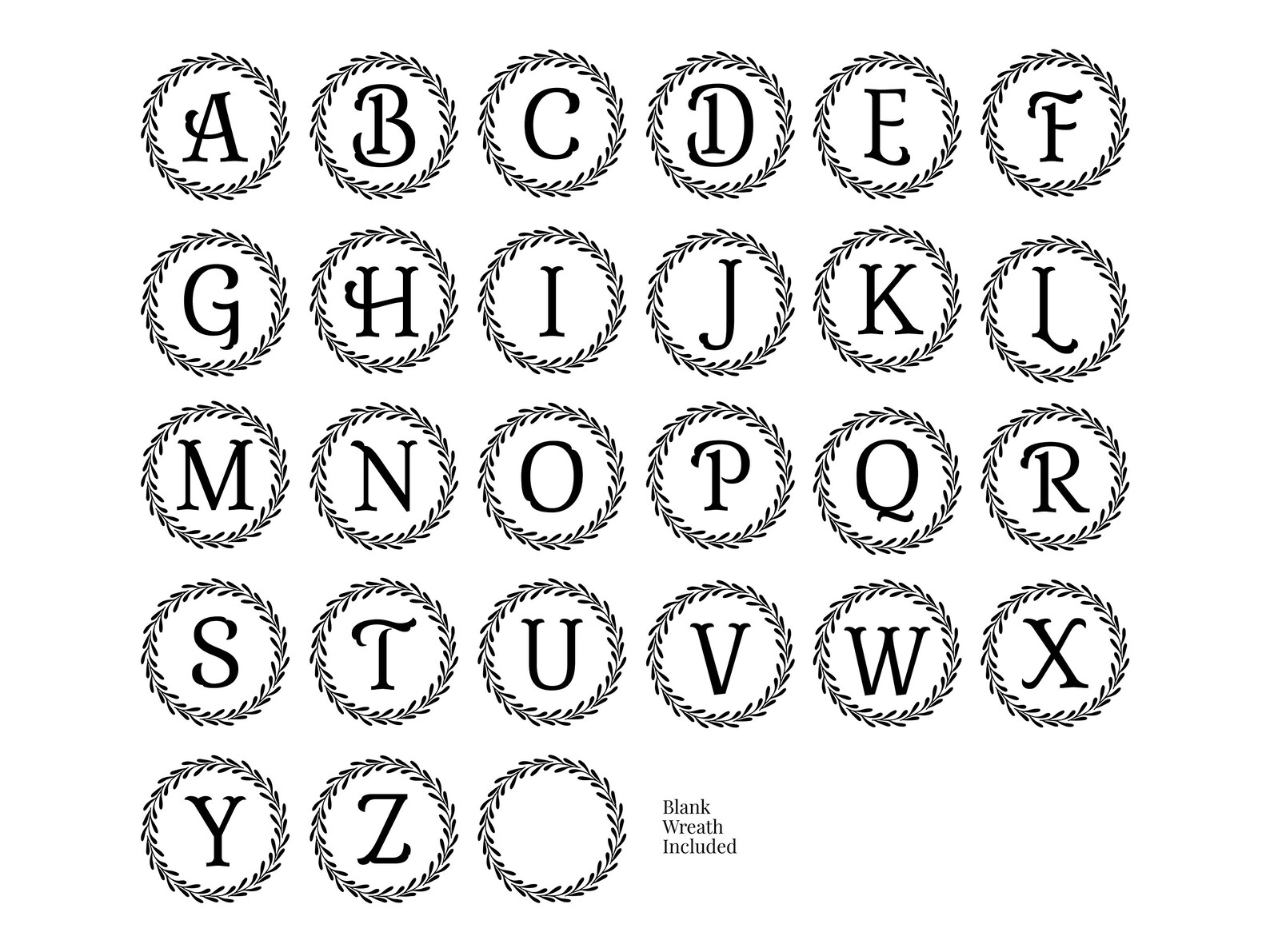 Wreath Letters SVG Bundle, Wreath Monogram Svg, Initial Monogram Svg ...