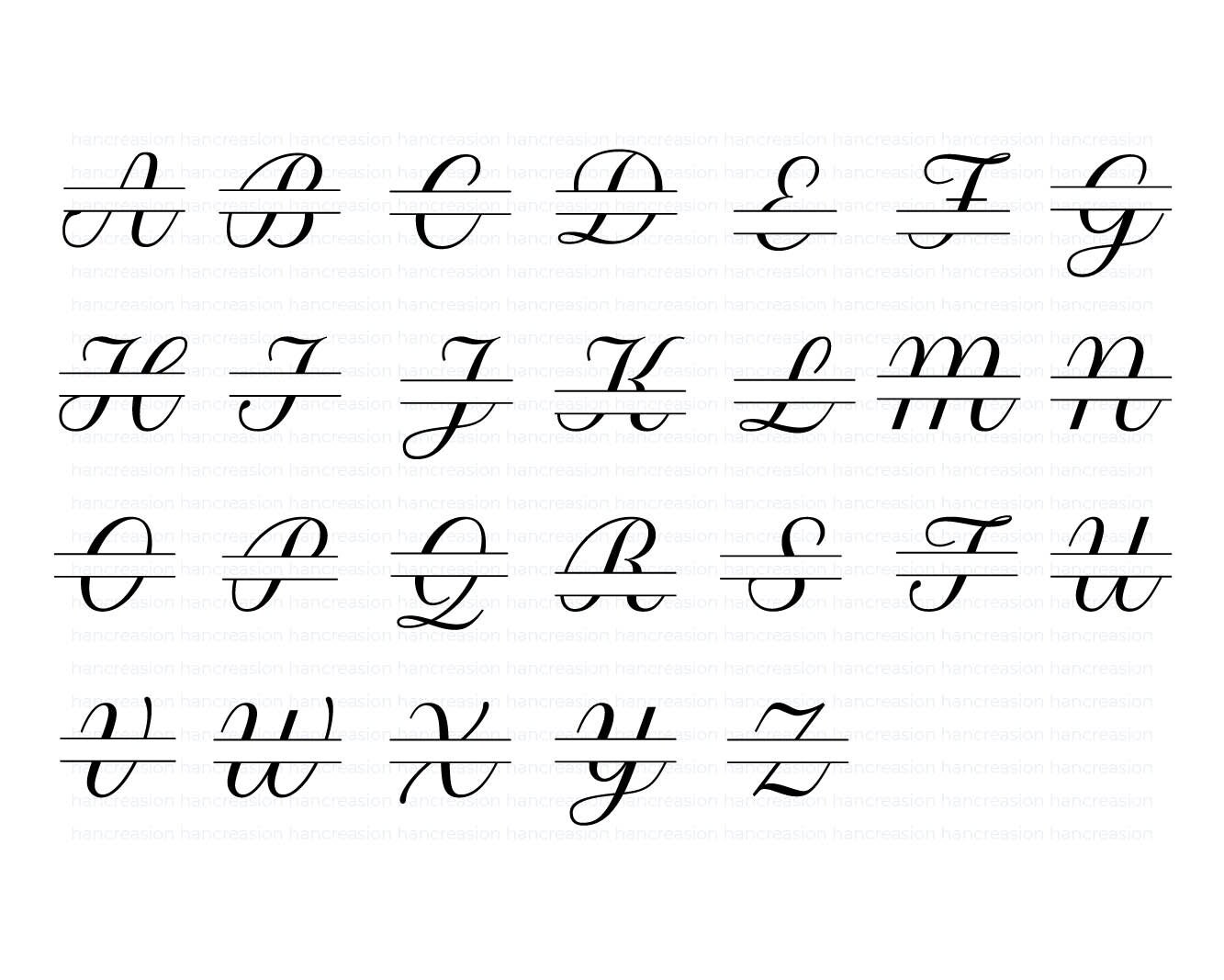 Split Monogram SVG Bundle, Spilt Letter Svg, Alphabet Clipart, Last ...