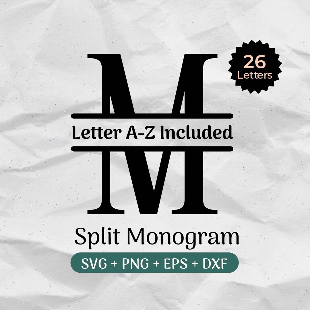 Split Monogram SVG Bundle, Spilt Letter Svg, Alphabet Clipart, Last ...