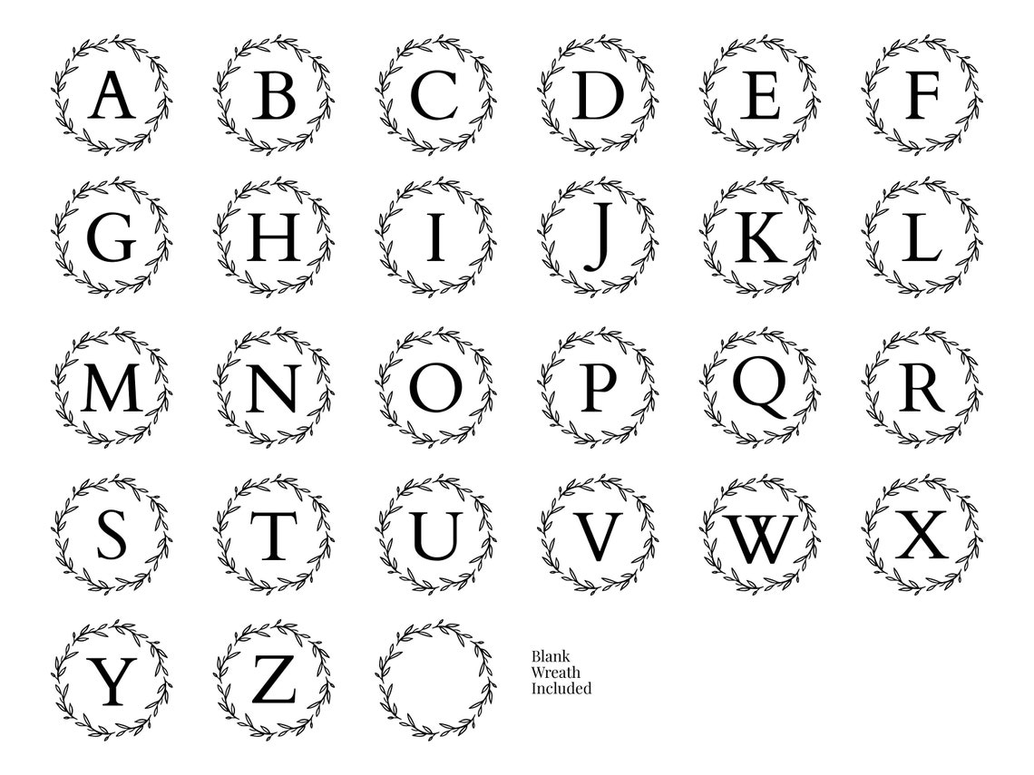 Wreath Letters SVG Wreath Monogram Svg Initial Monogram Svg - Etsy
