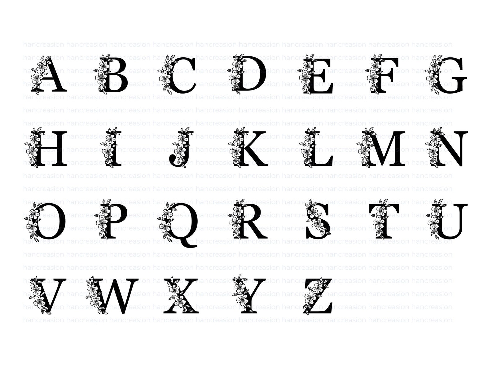 Alfabeto floral SVG apellido svg monograma inicial svg - Etsy México