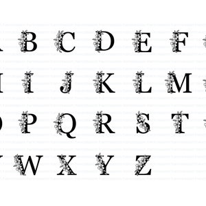 Floral Alphabet SVG, Last Name Svg, Initial Monogram Svg, Flourish Svg ...