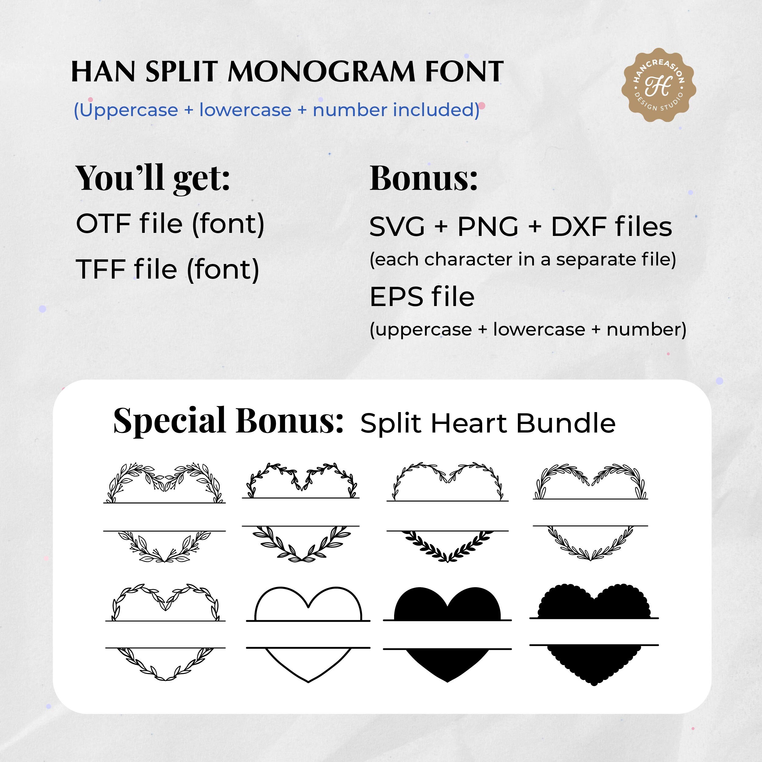Han Split Monogram Font, Procreate Font, Cricut Font, Divided Number ...