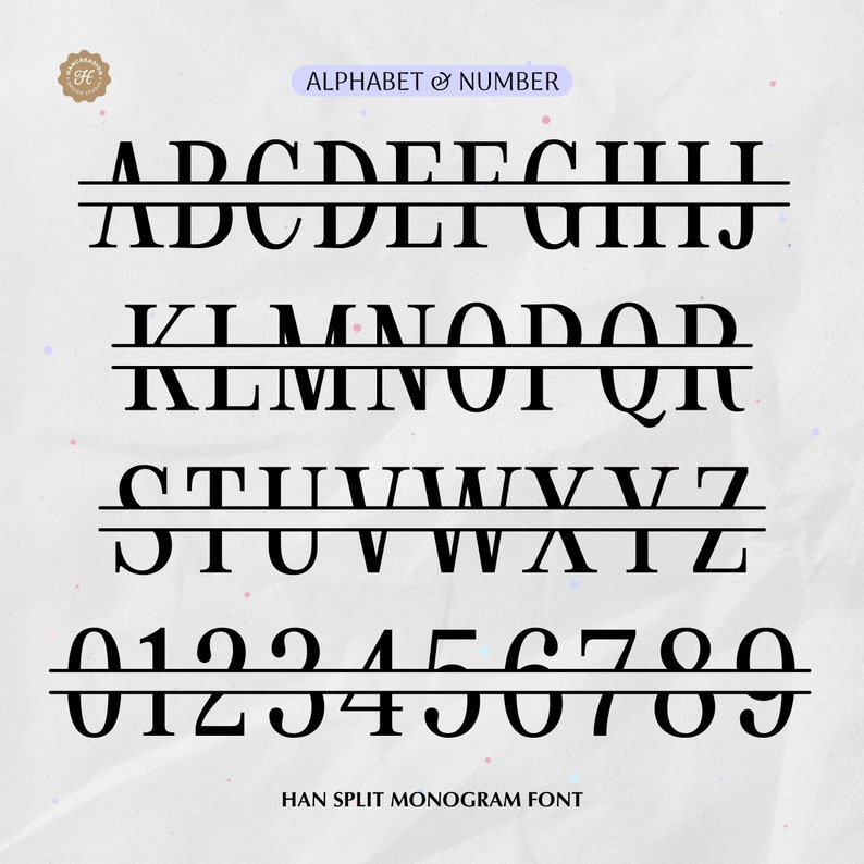 Han Split Monogram Font, Procreate Font, Cricut Font, Divided Number ...