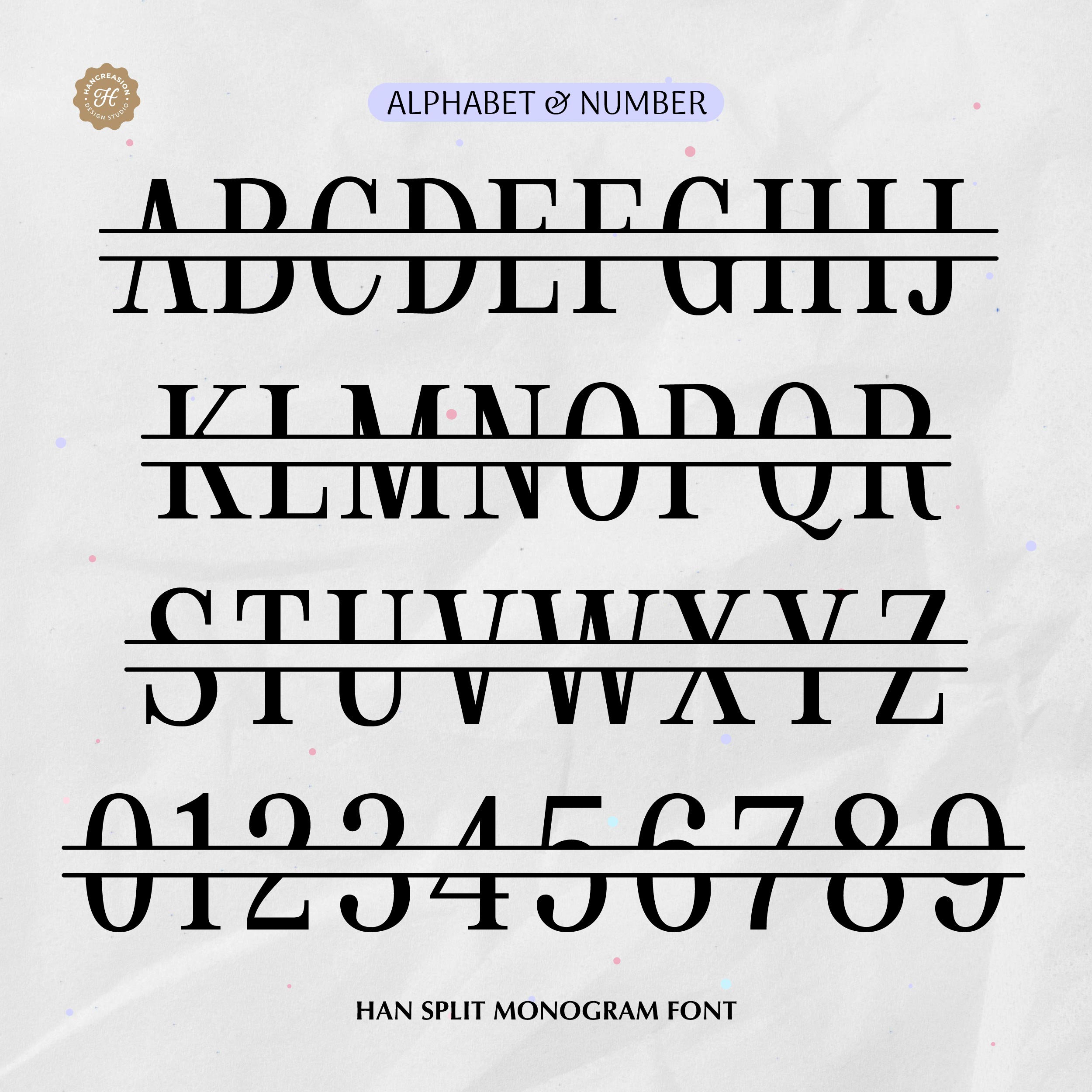 Han Split Monogram Font, Procreate Font, Cricut Font, Divided Number ...