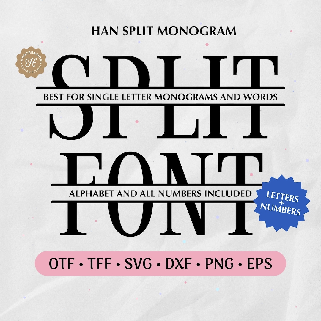 Han Split Monogram Font, Procreate Font, Cricut Font, Divided Number ...